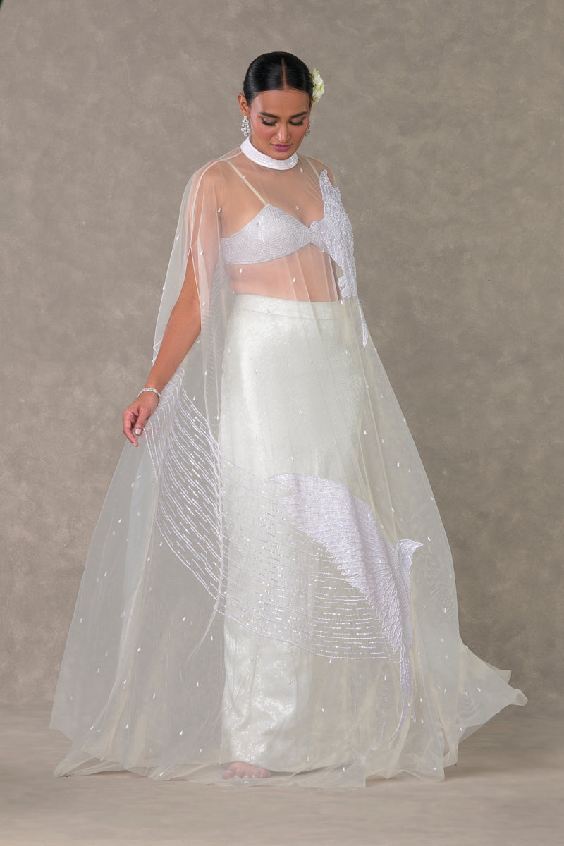 White Son Chidiya Cape Set - Ready to Ship - Shop Sunny's Bridal