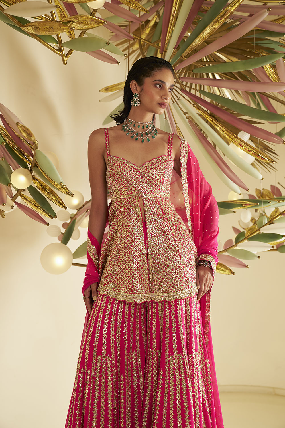 Fuchsia Gota Patti Sharara Set- Ready To Ship - Shop Sunny's Bridal